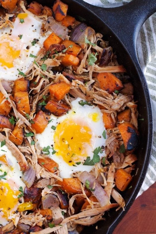 Pulled Pork Sweet Potato Hash with Eggs - 2teaspoons